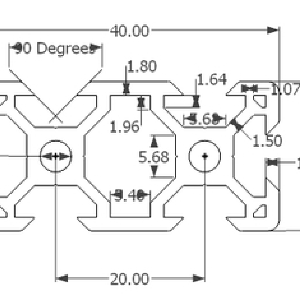 20X40 V-SLOT® ALUMINUM LINEAR GUIDE RAIL 1,2M